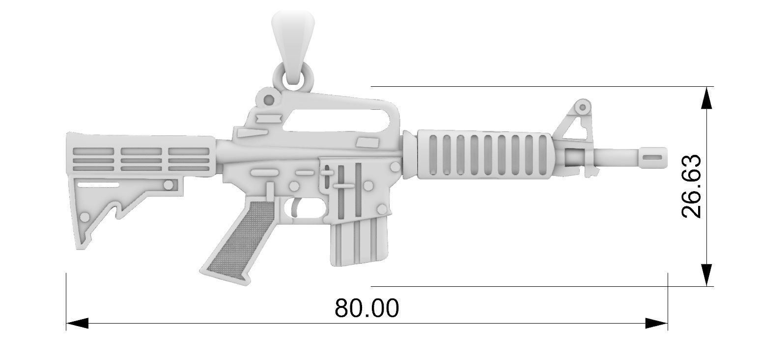Machine Gun - AR 15 - Metralhadora Pendant 3D model 3D printable | CGTrader