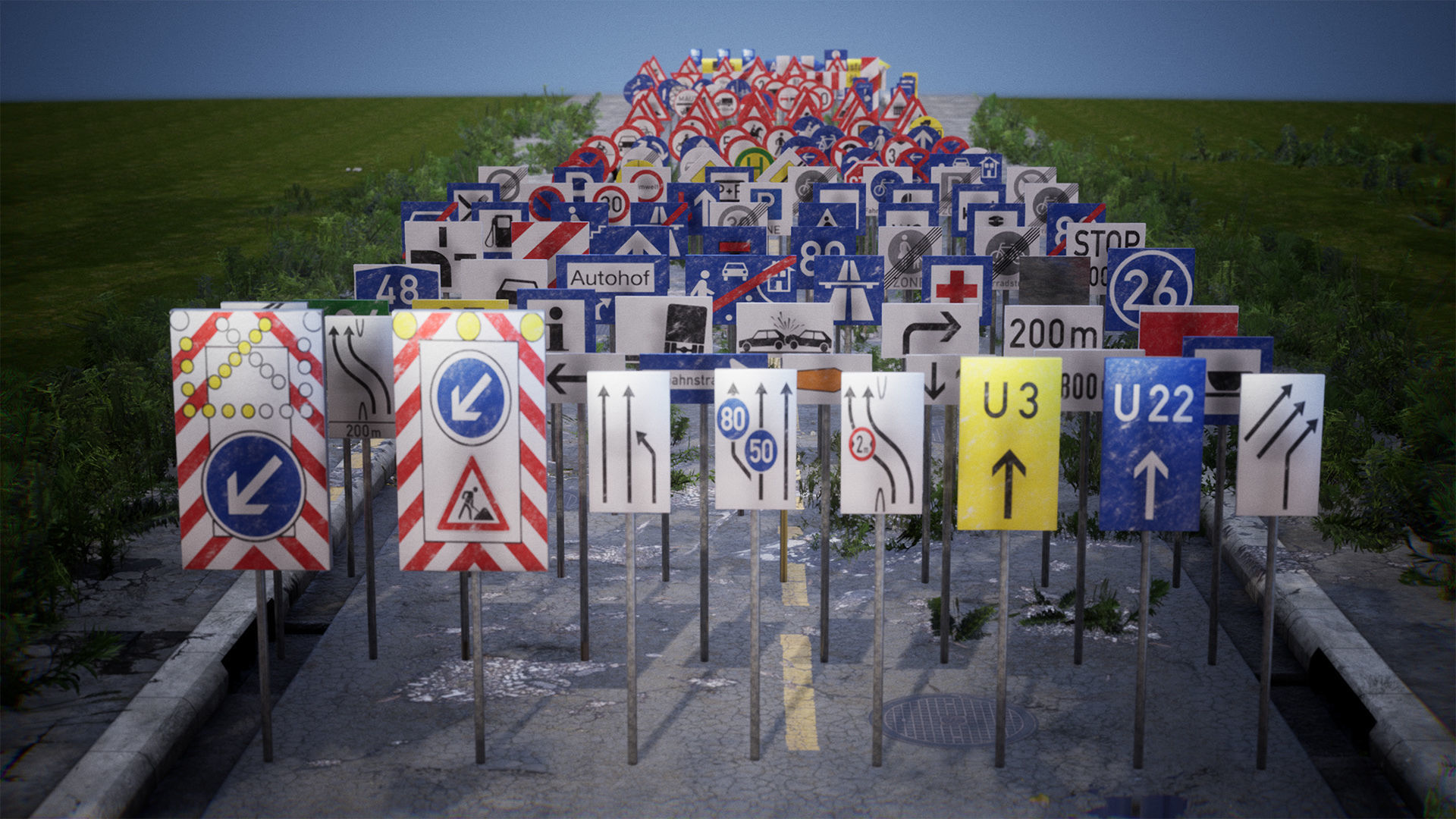 3D model European Street Signs 170 Variations VR / AR / low-poly | CGTrader