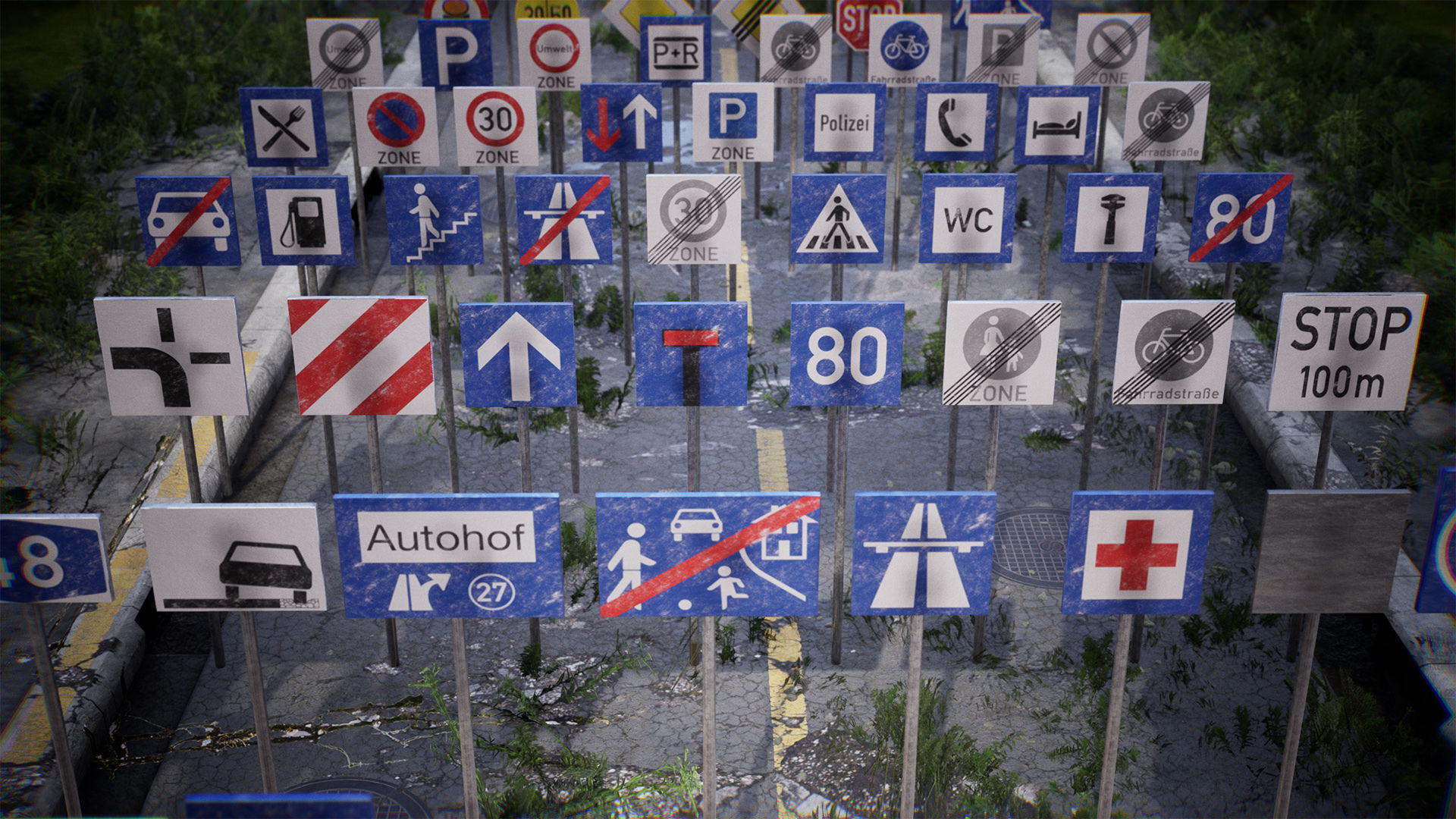 3D model European Street Signs 170 Variations VR / AR / low-poly | CGTrader