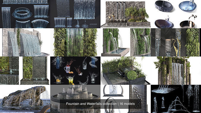 Fountain and Waterfalls collection | CGTrader