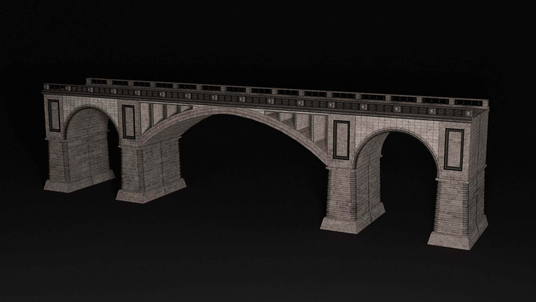 3D model BRIDGE ROMAN GREEK ANCIENT ROAD RAIL TRACK OLD STONE ...