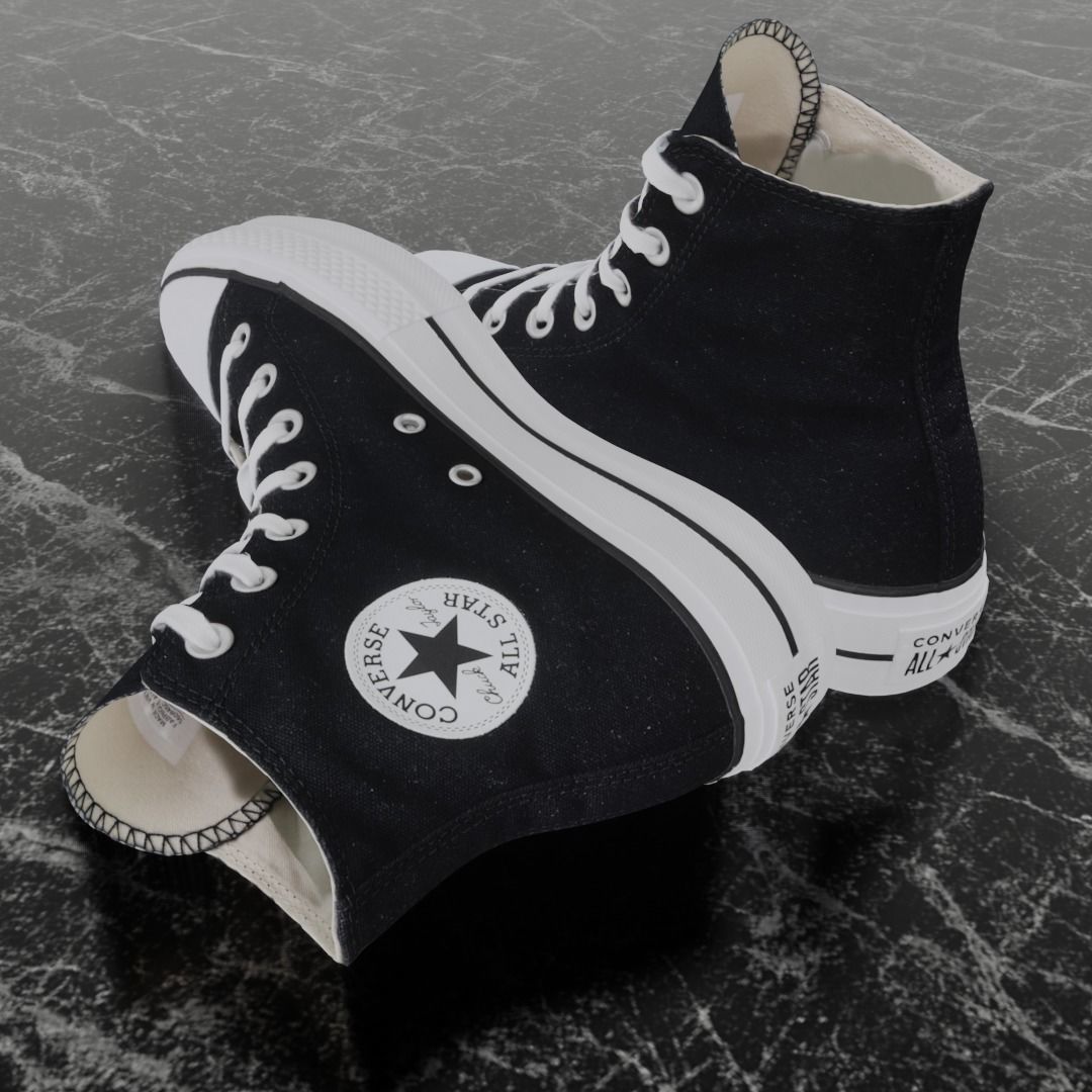 3D model CONVERSE 3D SHOES - BLACK HIGH VR / AR / low-poly | CGTrader