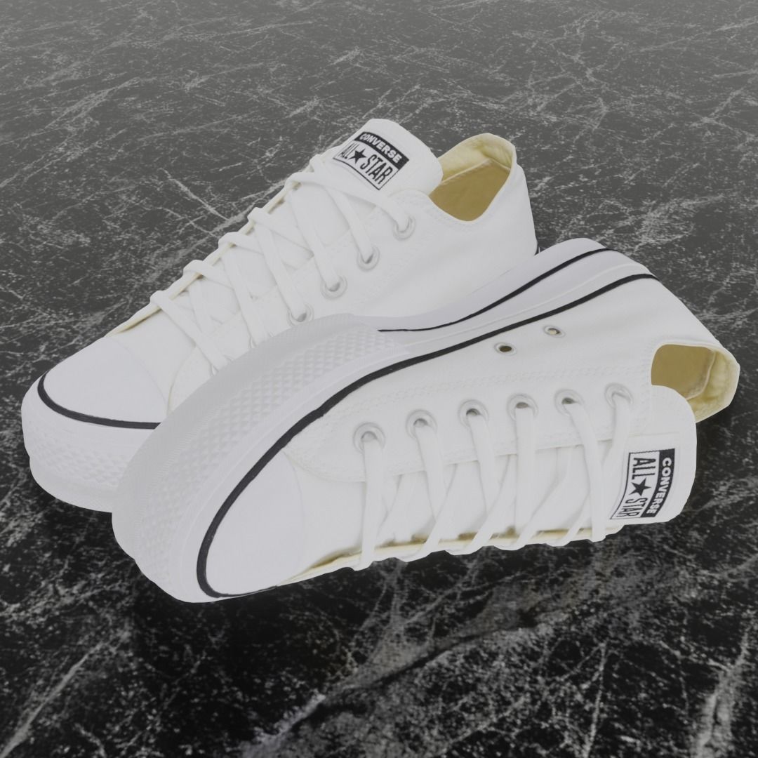 3d Model Converse 3d Shoes White Low Vr Ar Low Poly Cgtrader