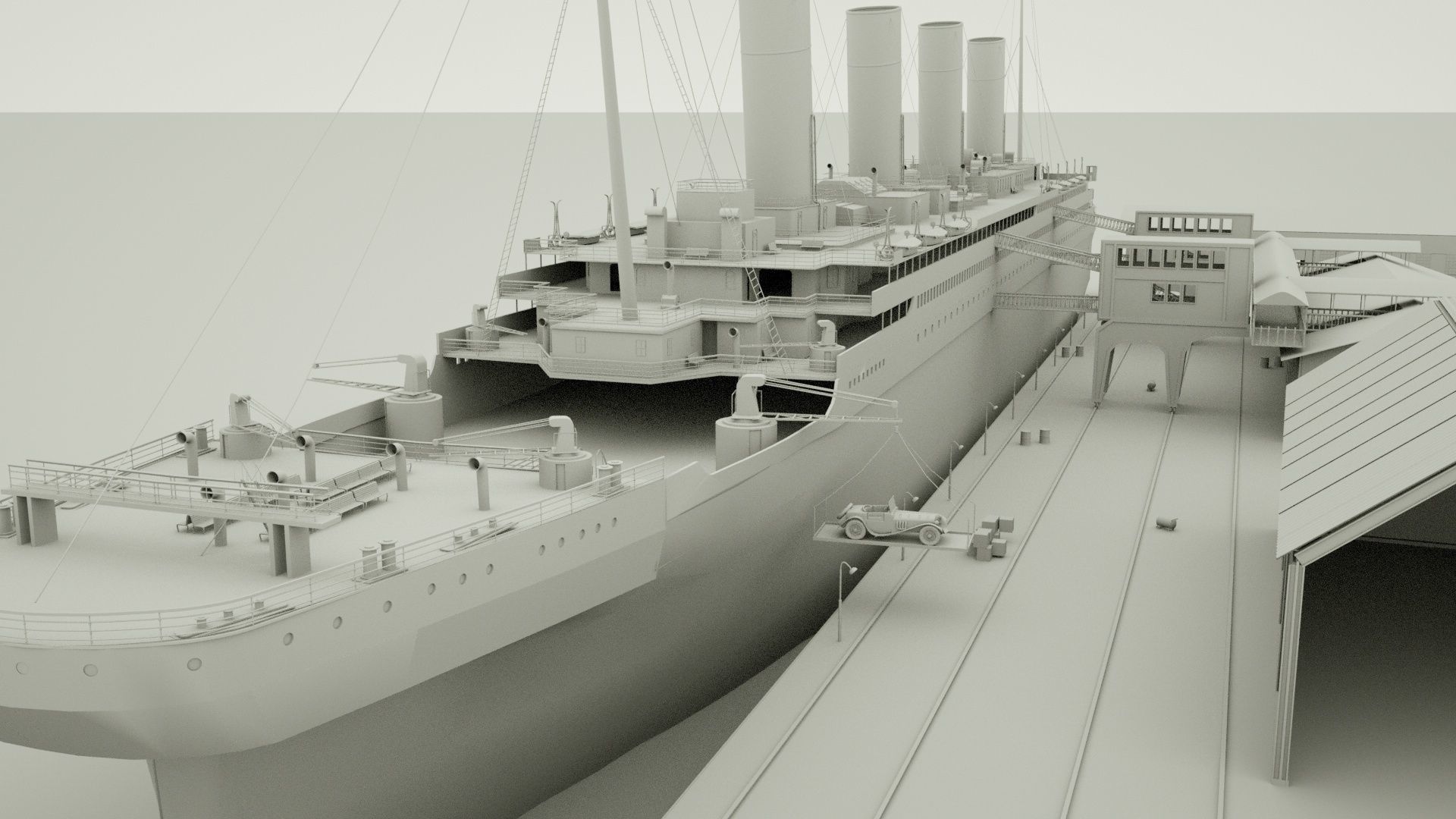 RMS titanic and port movie scene 3D model | CGTrader