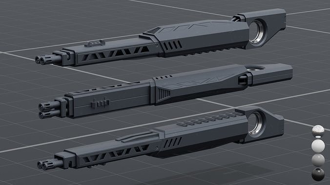 3D model Twin barrel sci-fi auto cannon VR / AR / low-poly | CGTrader