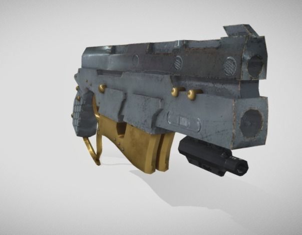 3D model Lowpoly Steam punk PBR game ready Gun Asset VR / AR / low-poly ...