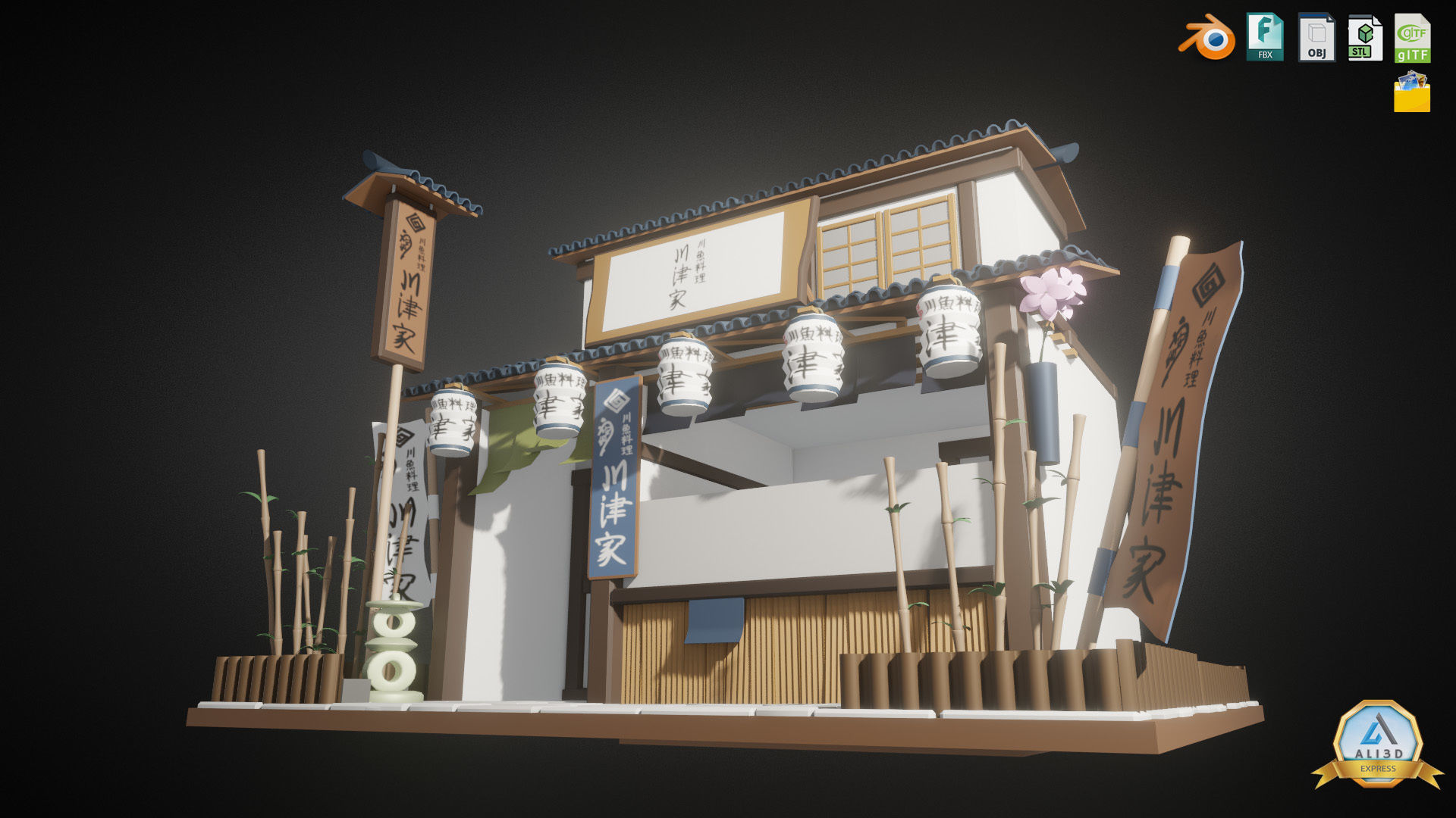 3D model Stylized Japanese Restaurant VR / AR / low-poly | CGTrader