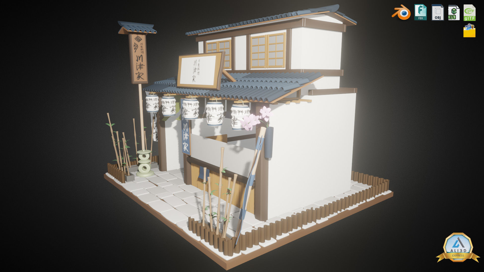 3D model Stylized Japanese Restaurant VR / AR / low-poly | CGTrader