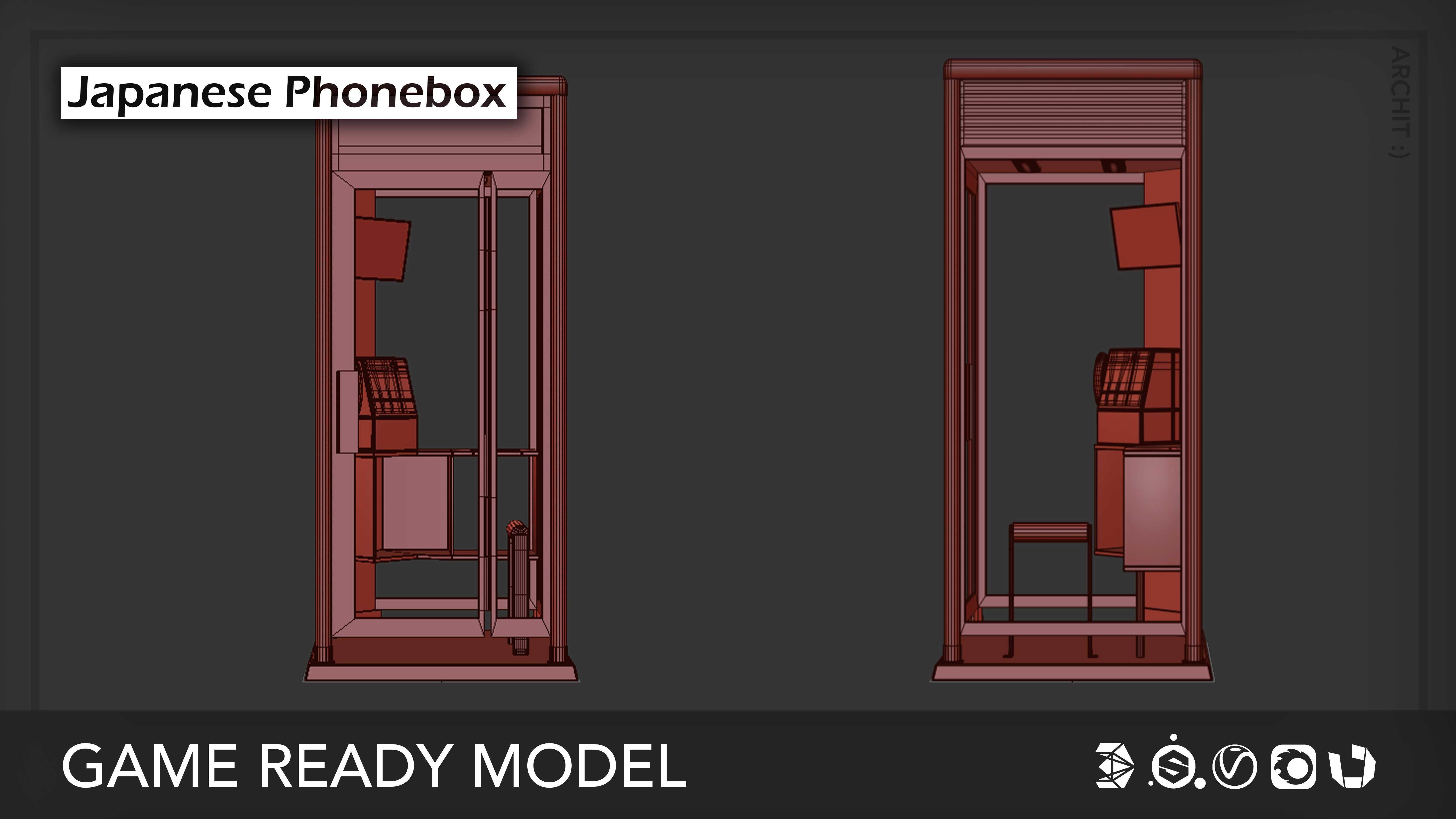 3D model Japanese phonebox VR / AR / low-poly | CGTrader