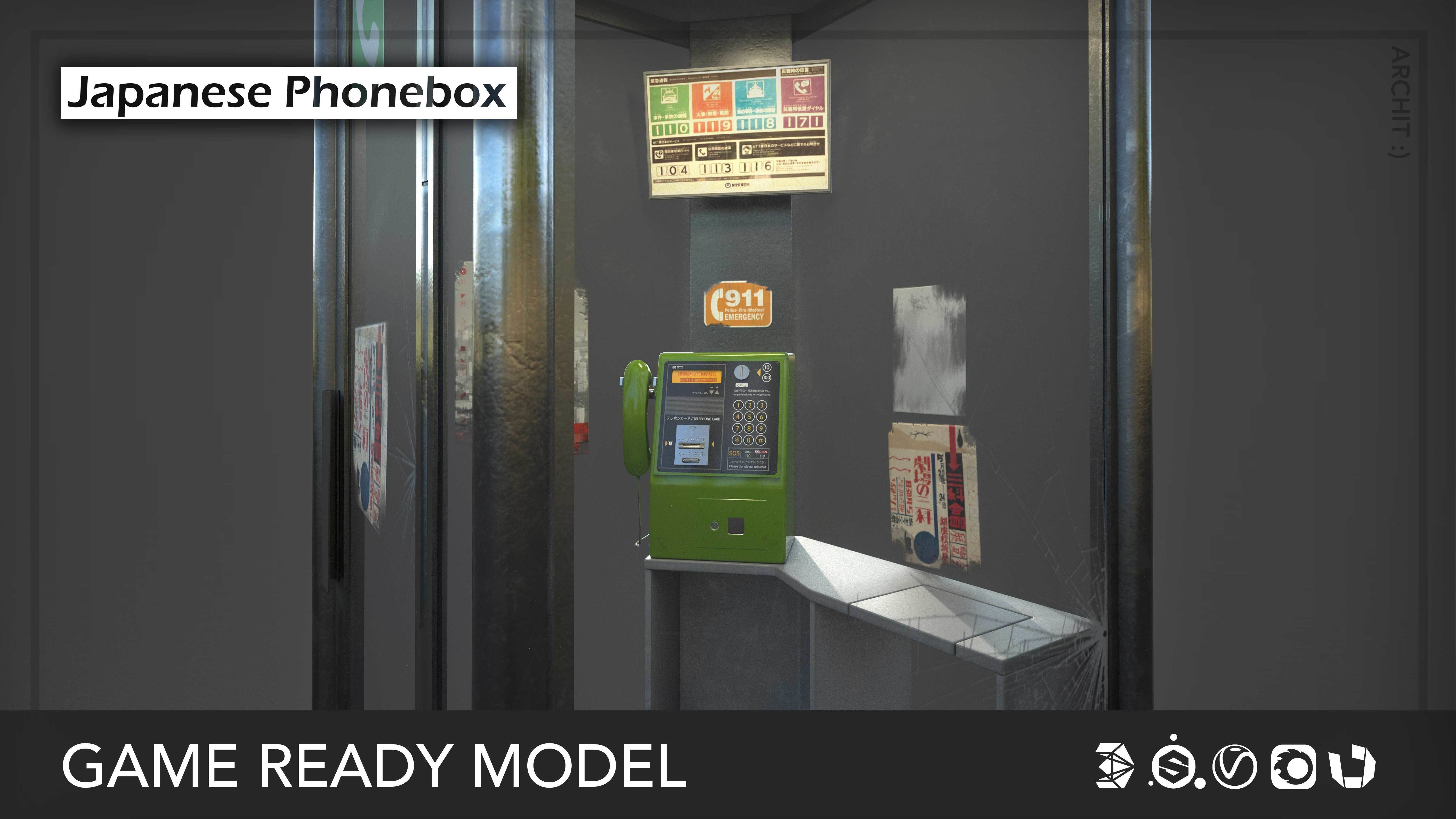 3D model Japanese phonebox VR / AR / low-poly | CGTrader