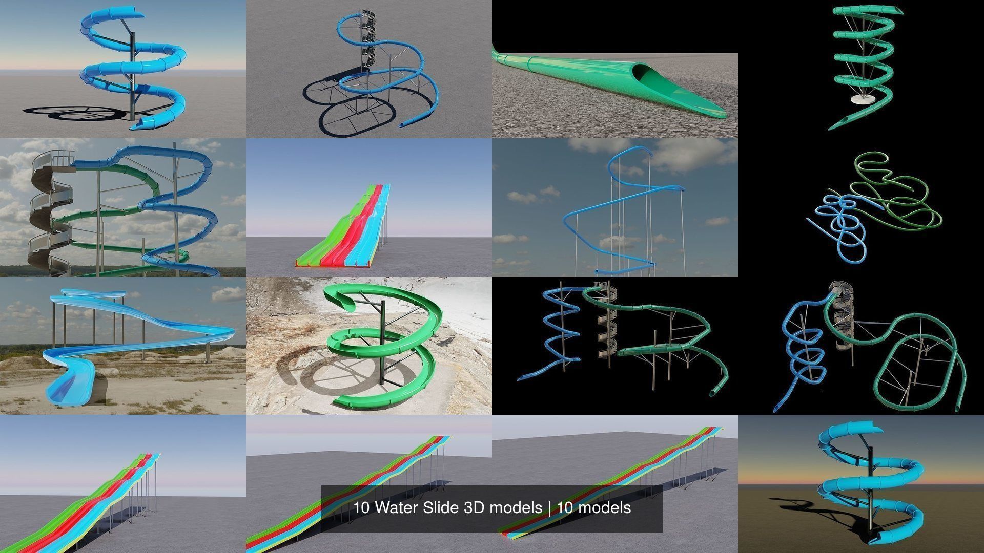 3D Model Collection 10 Water Slide 3D models VR / AR / low-poly | CGTrader