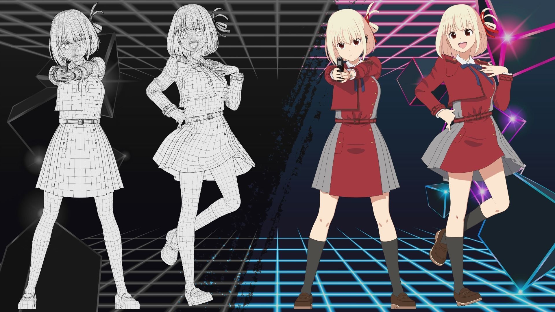 Nishikigi Chisato - Lycoris Recoil - Model 3D Blender 3D model animated ...