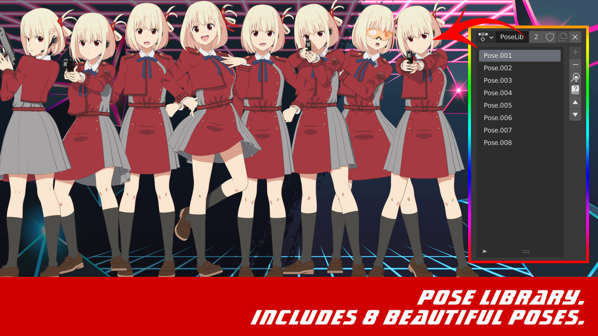 Nishikigi Chisato - Lycoris Recoil - Model 3D Blender 3D model animated ...