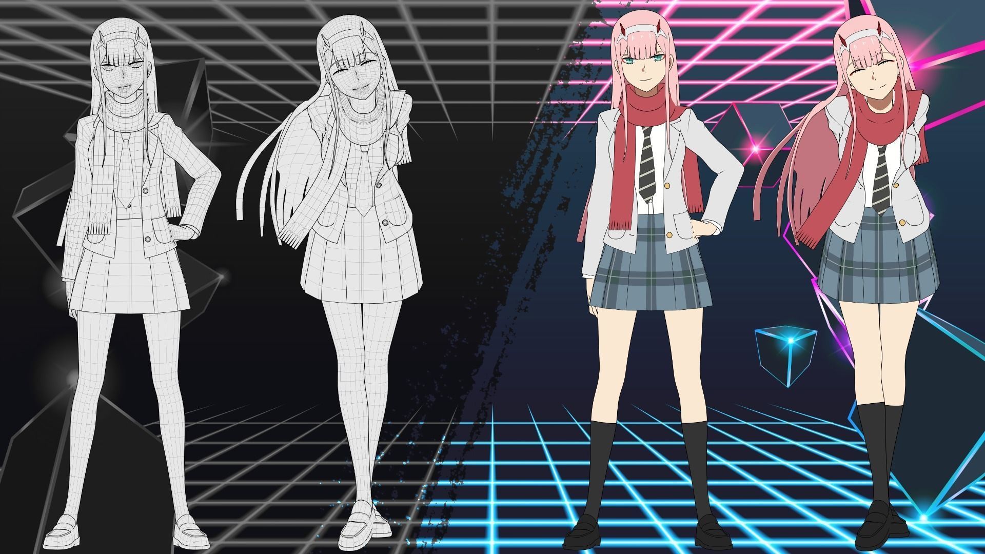 Pack Zero Two - Darling in the Franxx - Model 3D Blender 3D model ...