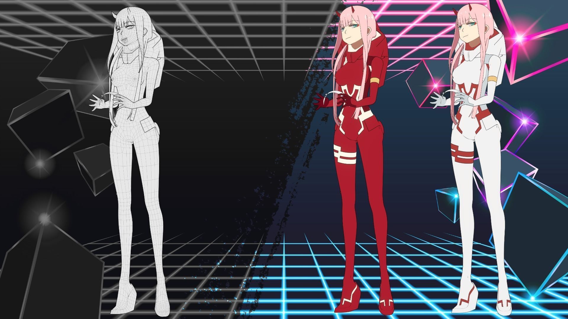 Pack Zero Two - Darling in the Franxx - Model 3D Blender 3D model ...