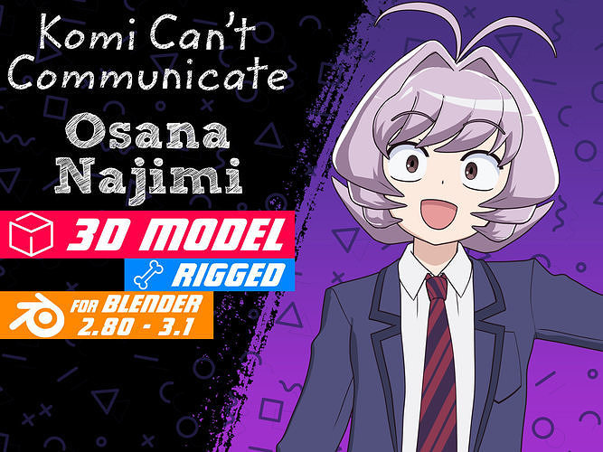 3D model Najimi Osana - Komi Cant Communicate - 3D Model Blender VR / AR / low-poly | CGTrader
