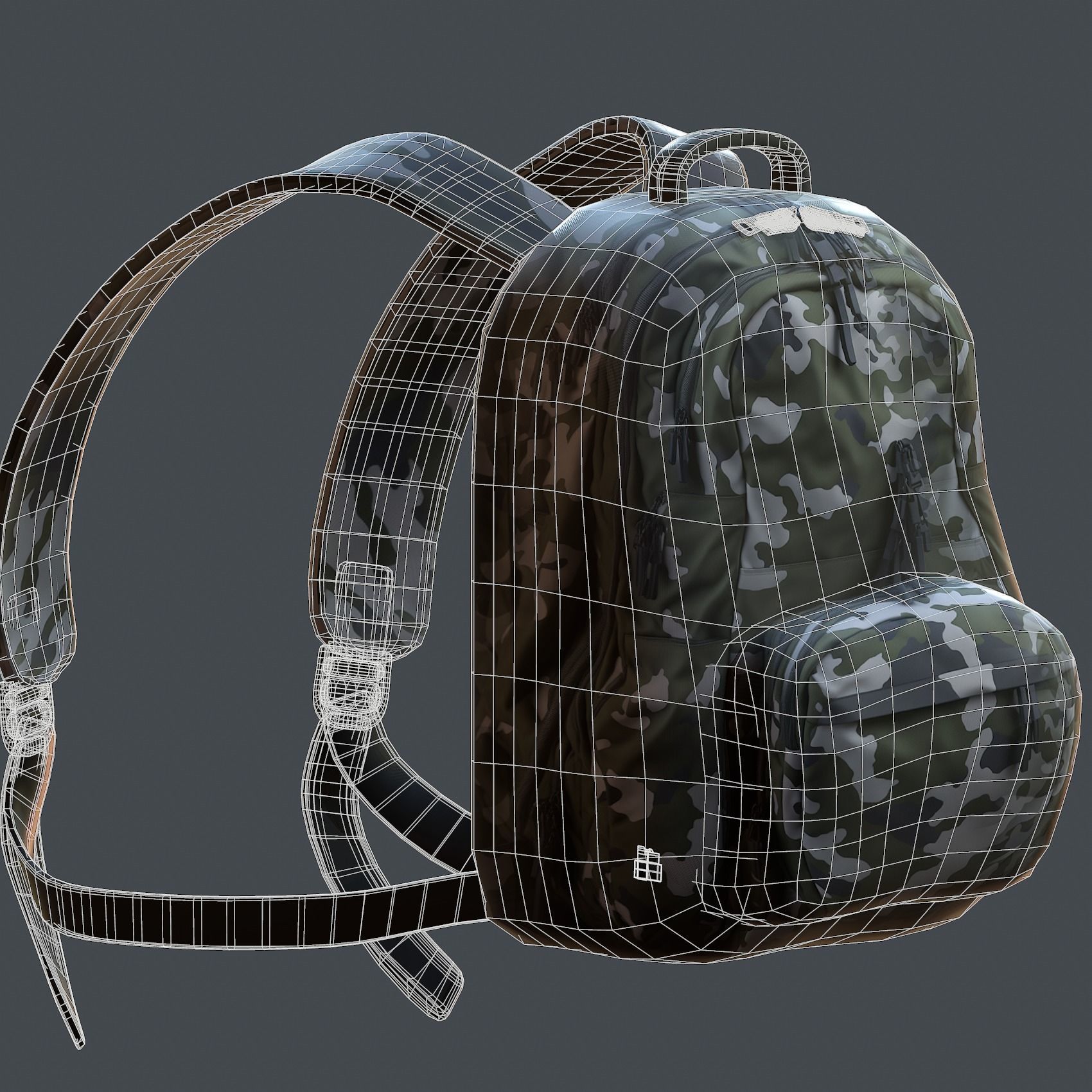 3D model Backpack Camping Generic military human bag storqge baggage VR ...