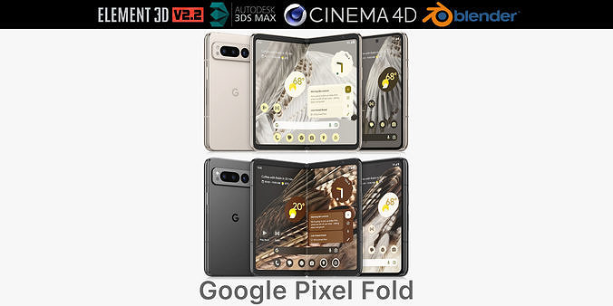 Google Pixel Fold All Colors 3D model animated rigged | CGTrader