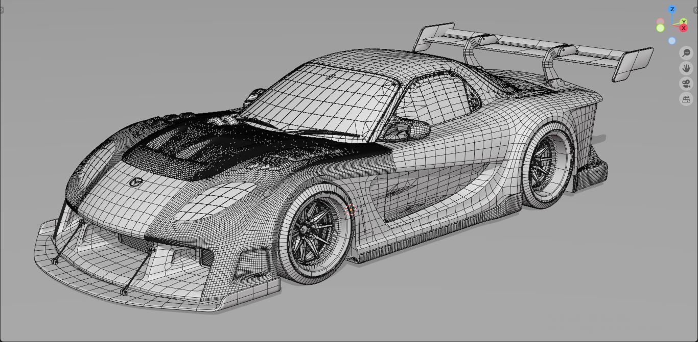 Veilside RX 7 4 Rotor Twin Turbo Engine 3D model | CGTrader