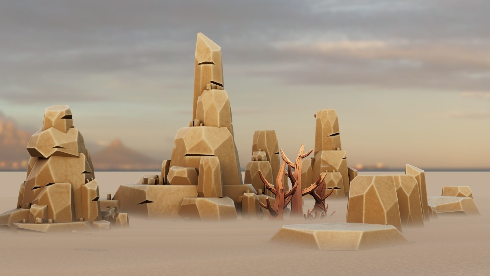 3D model Low Poly Rocks Hills Trees VR / AR / low-poly | CGTrader