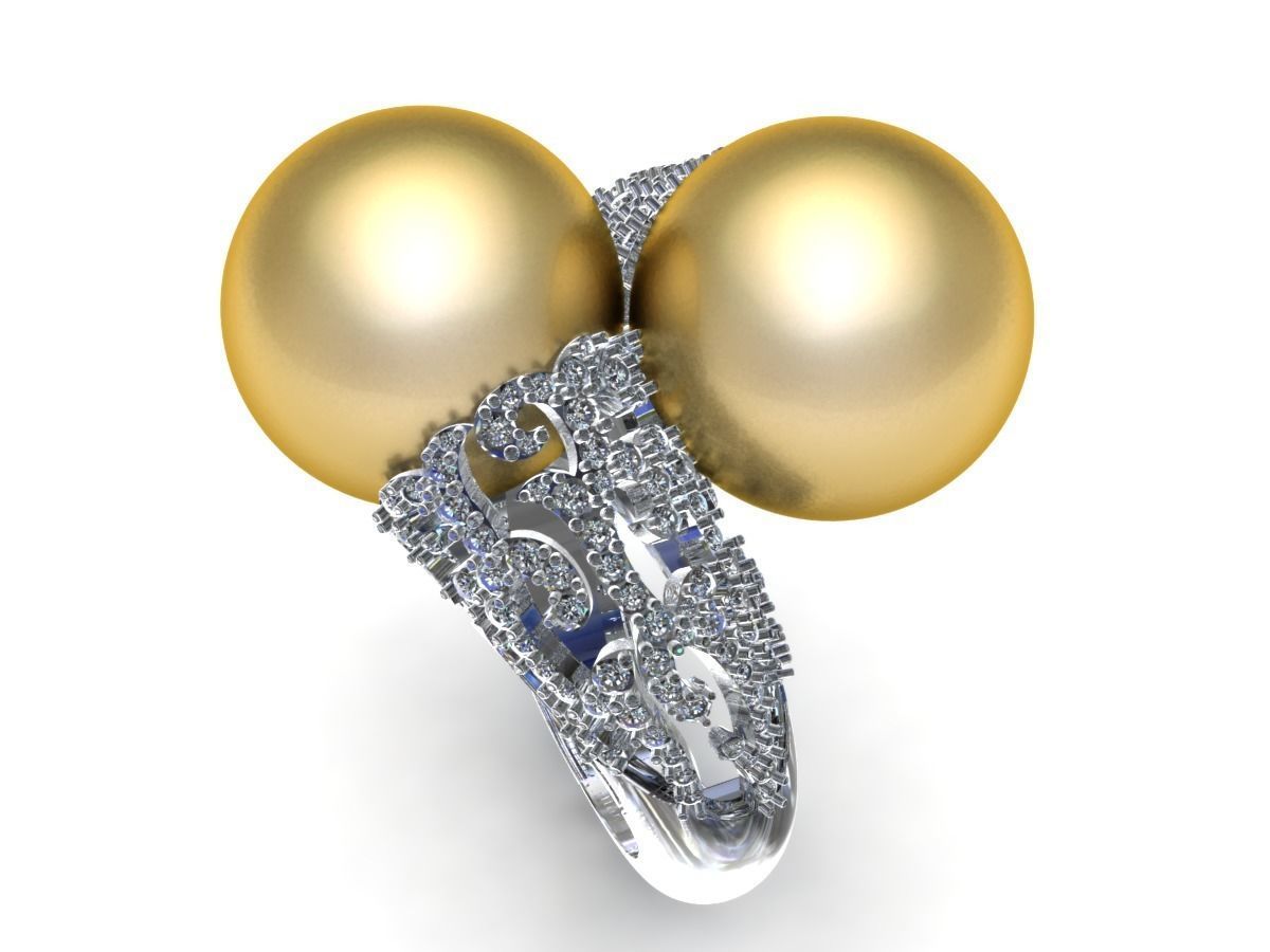 Pear Tween Diamond Ring 3D model 3D printable | CGTrader