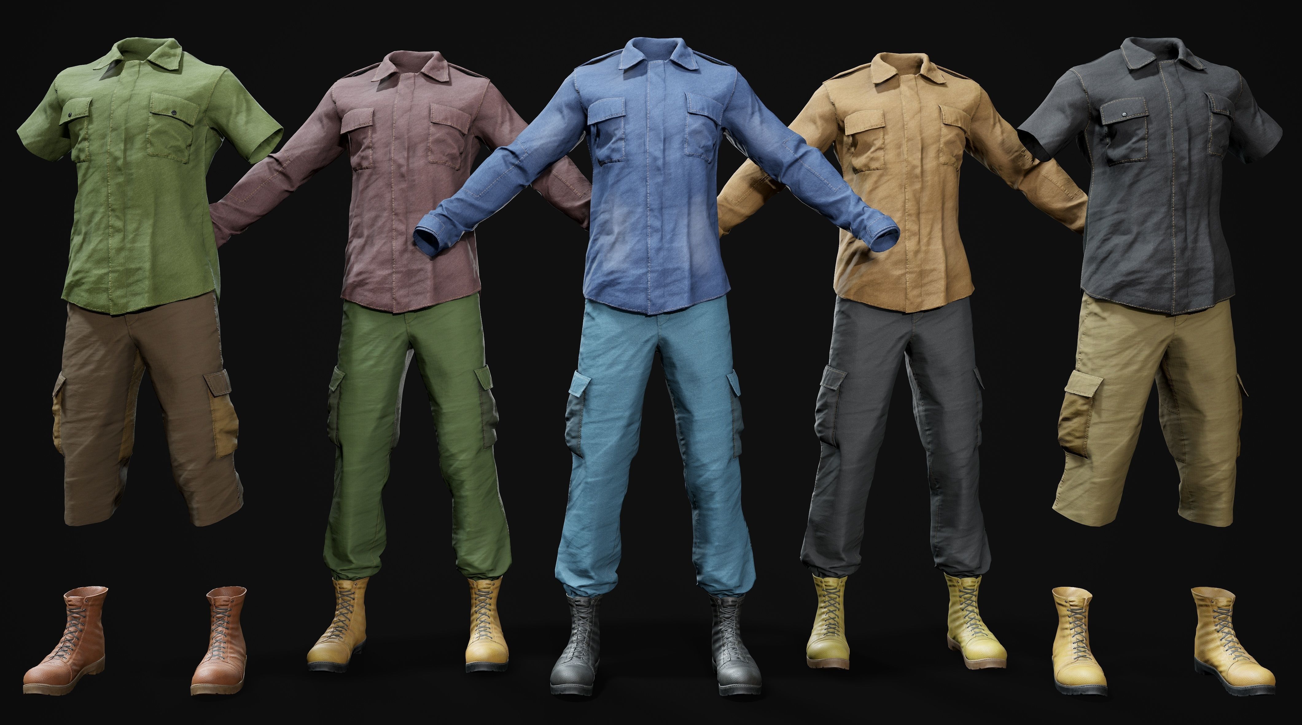 3D model Character Clothes Vol 01 realtime unreal VR / AR / low-poly ...