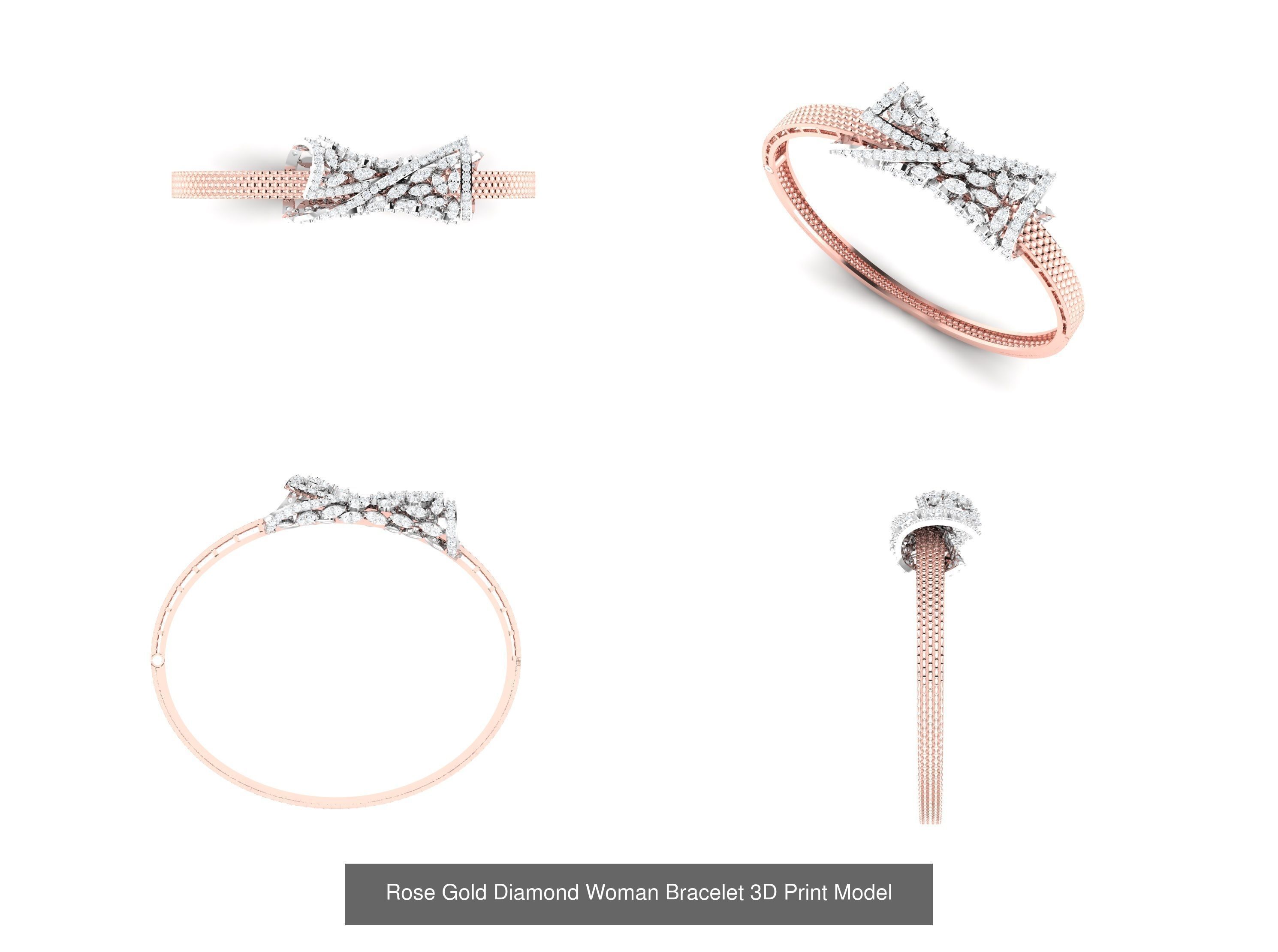 Rose Gold Diamond Woman Bracelets 3D Print Model 3D Model Collection ...