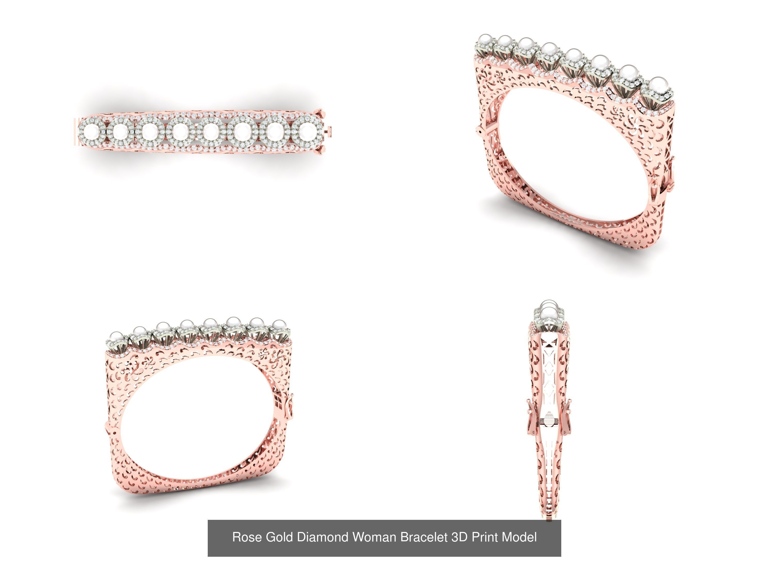 Rose Gold Diamond Woman Bracelets 3D Print Model 3D Model Collection ...