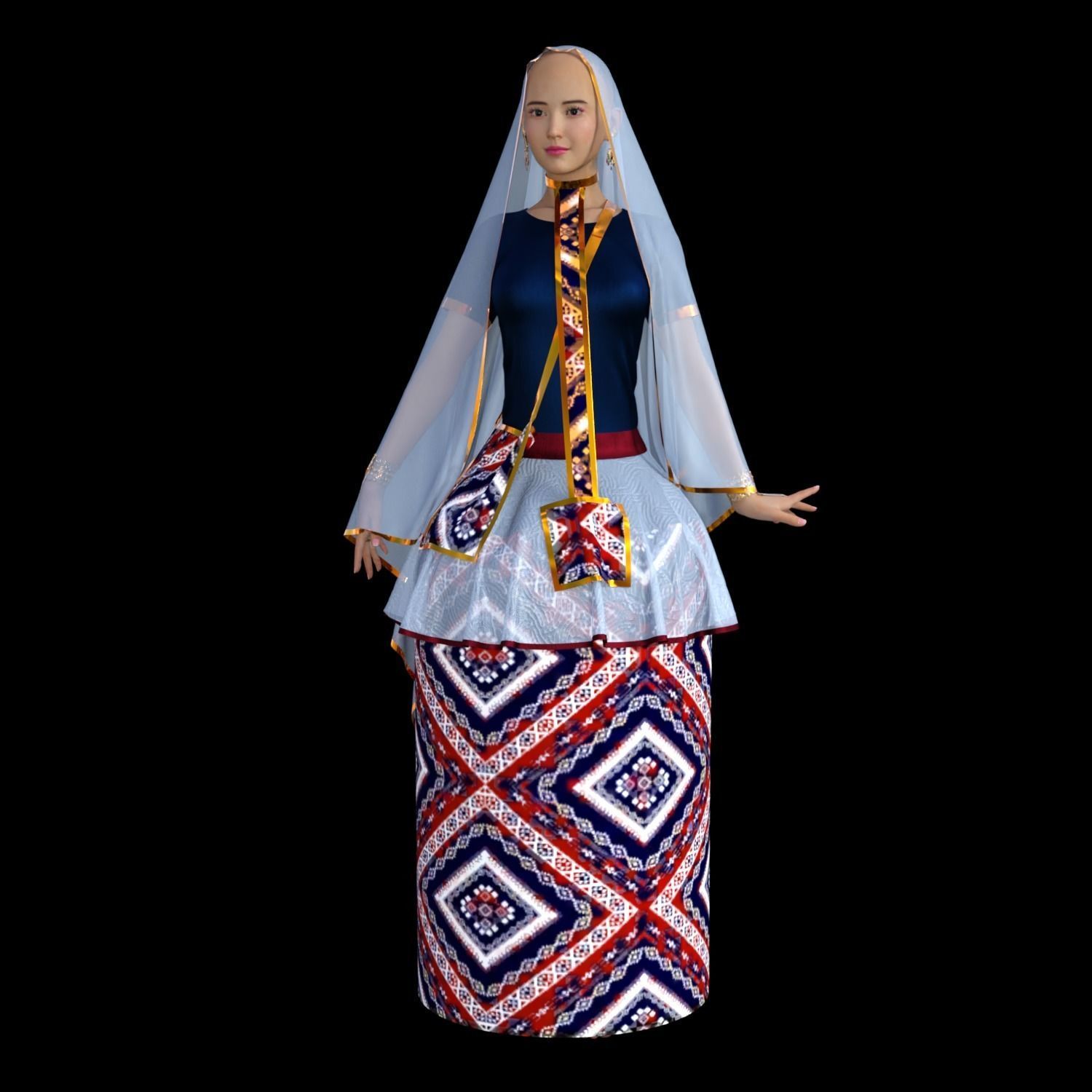 Manipur Indian Traditional Dress 3D model | CGTrader