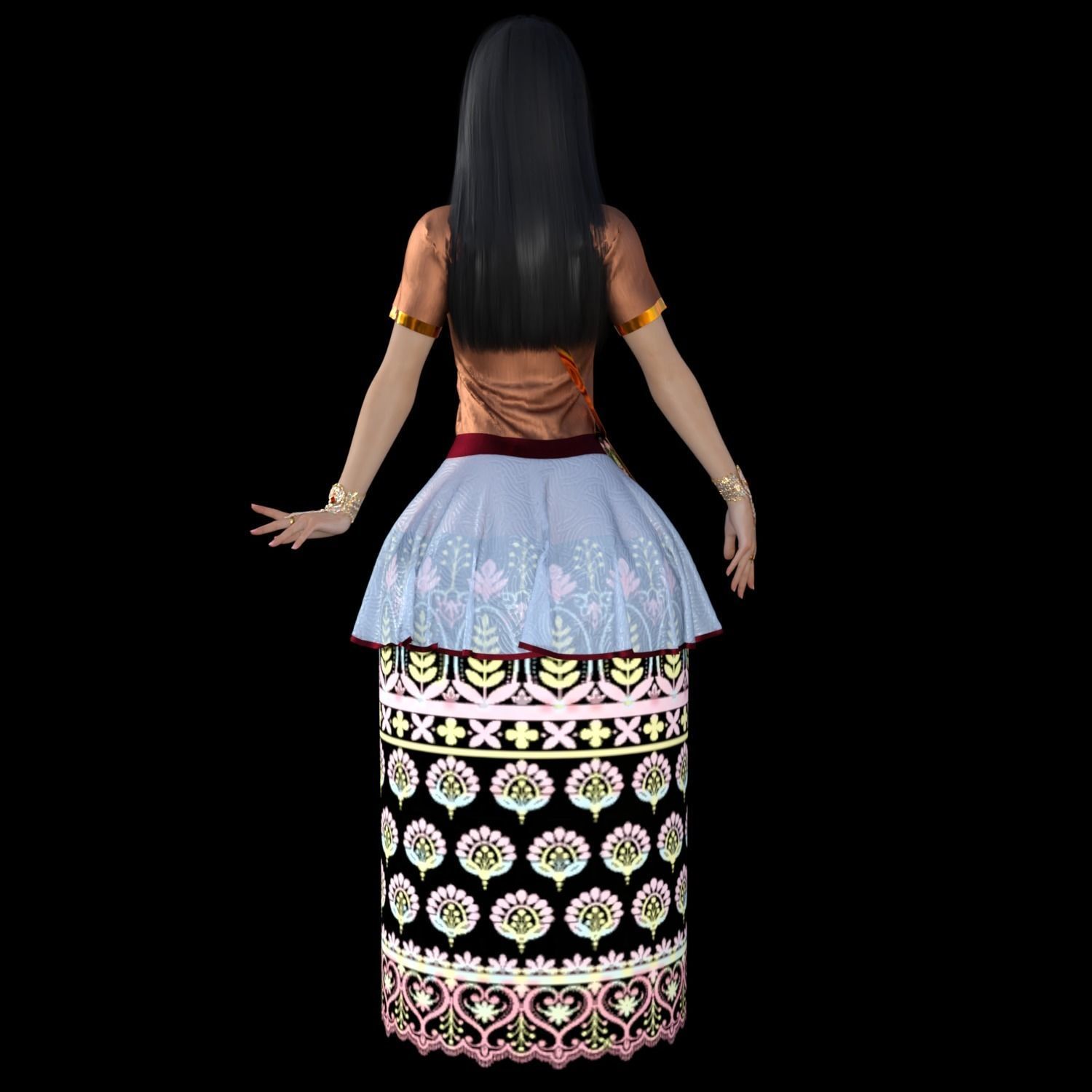 Manipur Indian Traditional Dress 3D model | CGTrader
