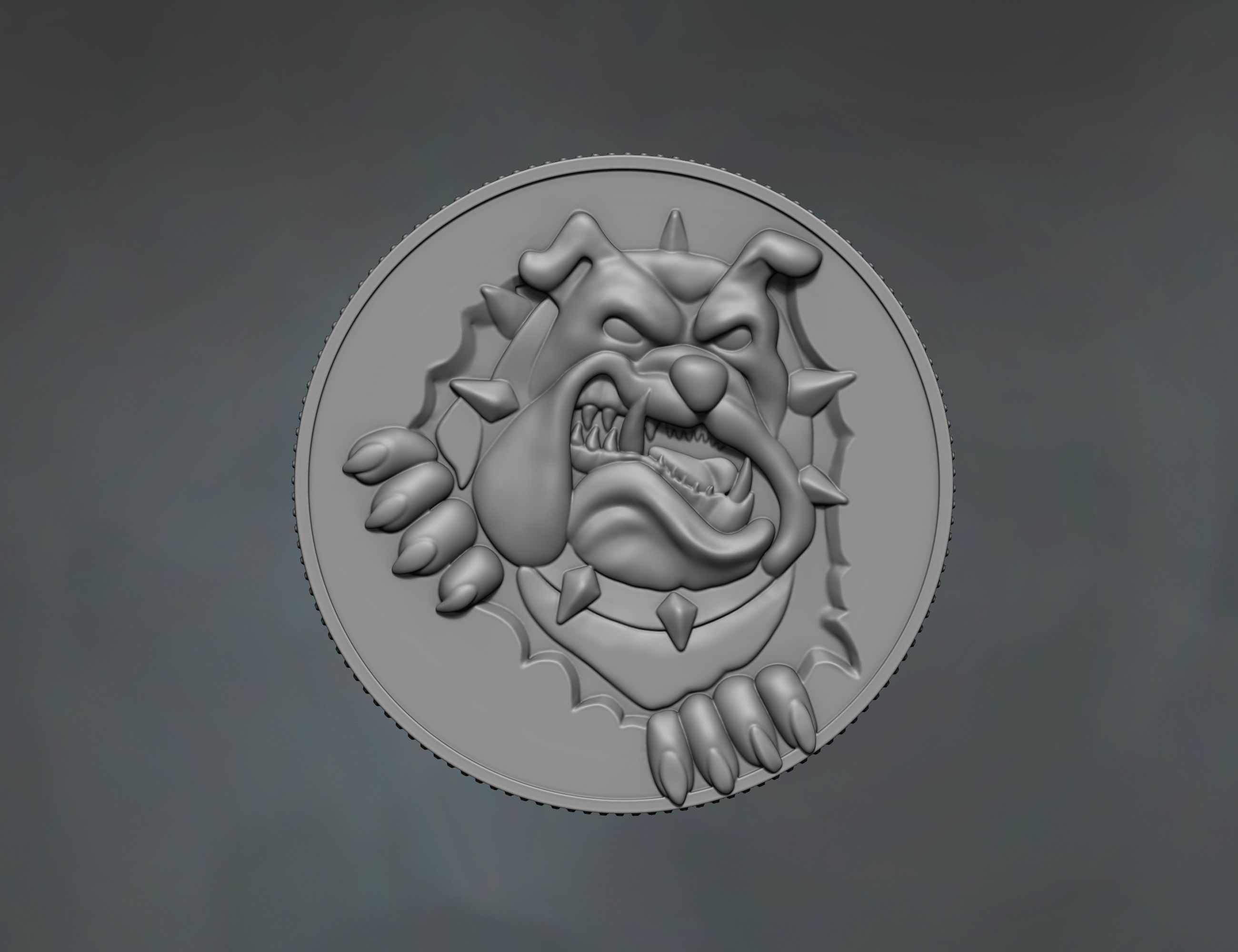 scary bull dog 3D coin 3D model 3D printable | CGTrader