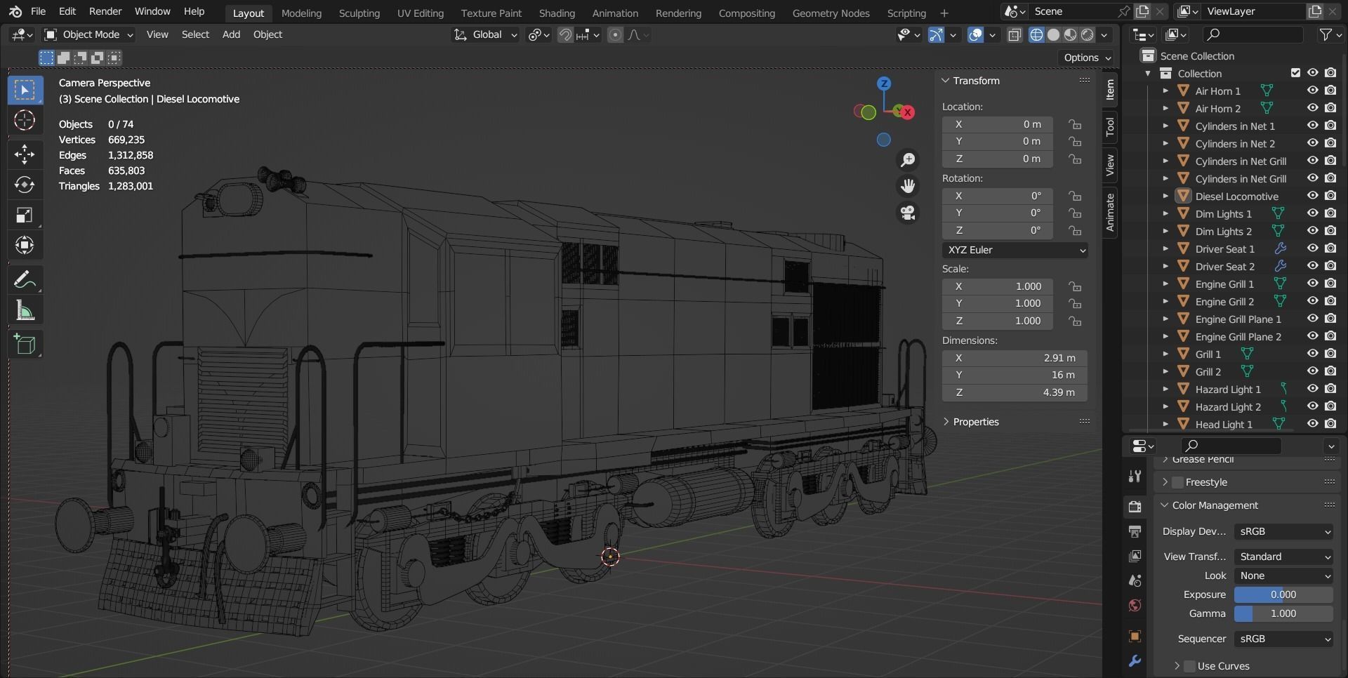 Diesel Locomotive WDM 3D Model 3D model | CGTrader