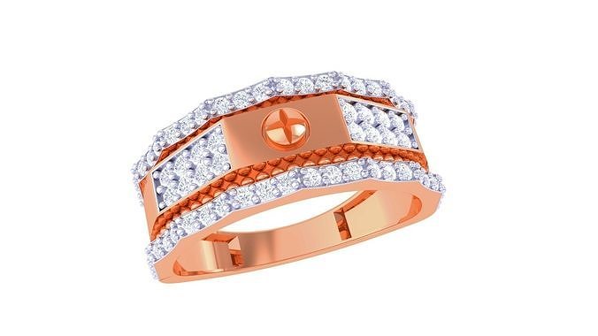 Men Groom Gents Diamond Ring 3dm stl obj mtl 3mf glb gltf 3D model 3D printable | CGTrader