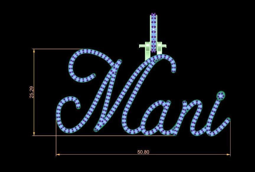 Model 1081 Mani Name Plate Diamond Pendant 3D model 3D printable | CGTrader