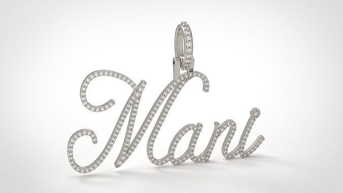 Model 1081 Mani Name Plate Diamond Pendant 3D model 3D printable | CGTrader