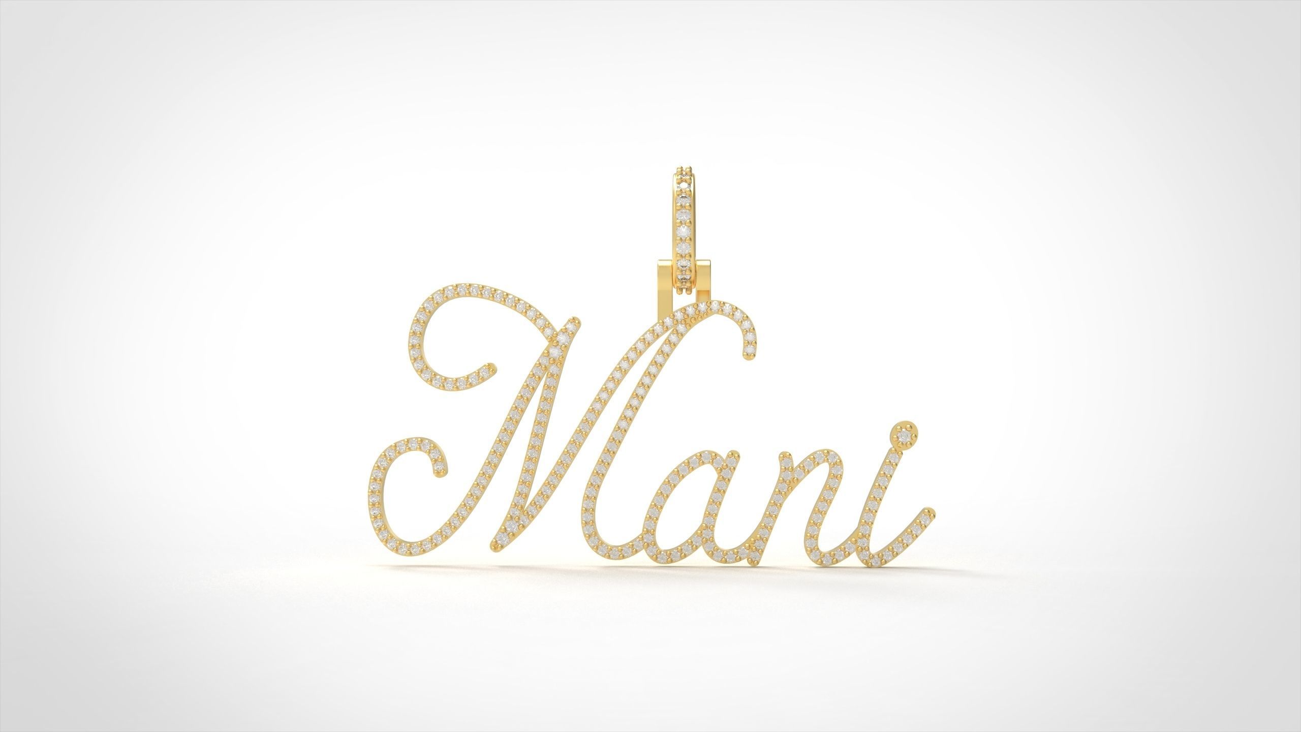 Model 1081 Mani Name Plate Diamond Pendant 3D model 3D printable | CGTrader