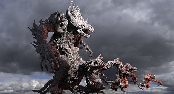 Demon gate Statue gargoyle cluster 3D model | CGTrader