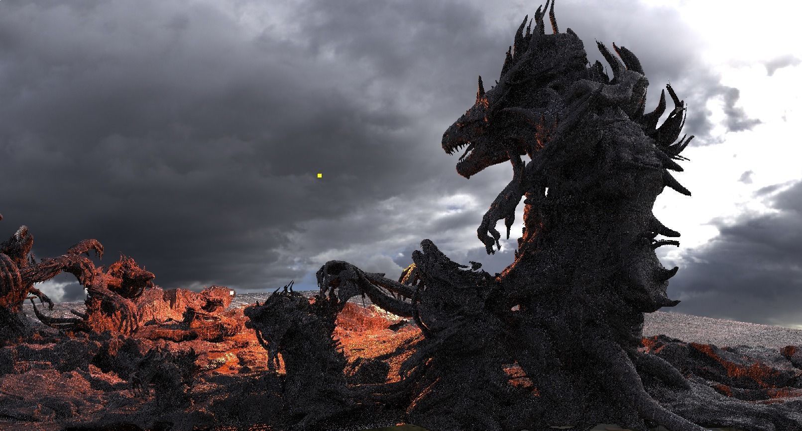 Demon gate Statue gargoyle cluster 3D model | CGTrader