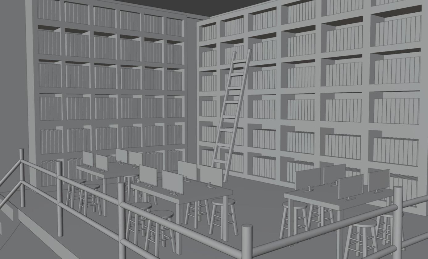 3D model Low Poly Library 001 VR / AR / low-poly | CGTrader