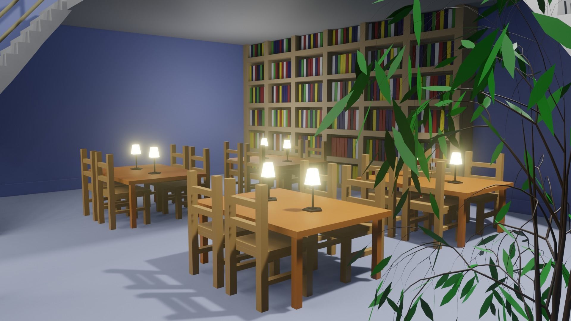 3D model Low Poly Library 001 VR / AR / low-poly | CGTrader
