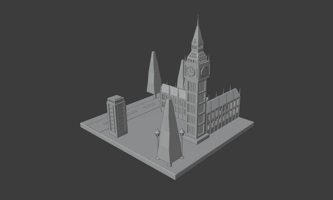 3D model Big Ben Diorama 001 VR / AR / low-poly | CGTrader