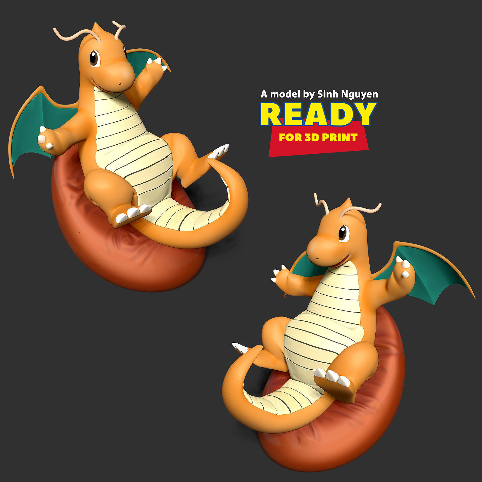 Dragonite - Pokemon Fanart 3D model 3D printable | CGTrader