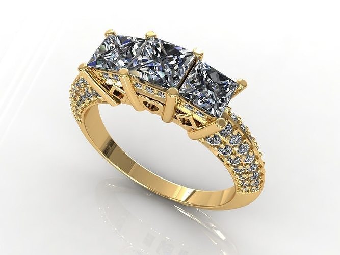 Delexe Trilogy Wedding Ring 3D model 3D printable | CGTrader