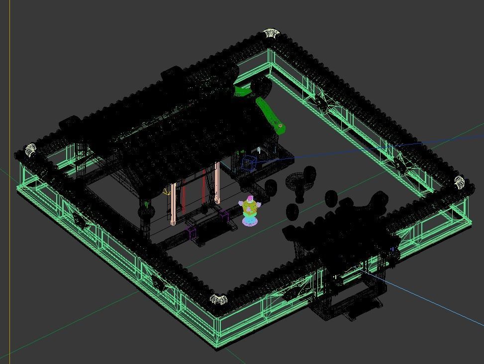Cartoon architecture Cartoon Courtyard 3D model | CGTrader