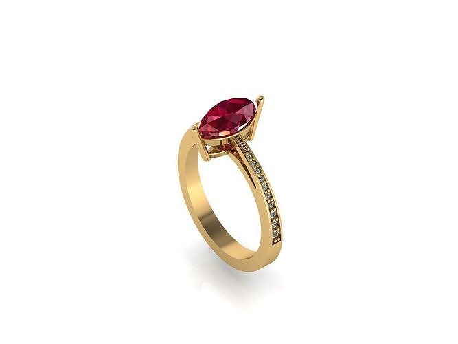 Marque gem ring 3D model 3D printable | CGTrader