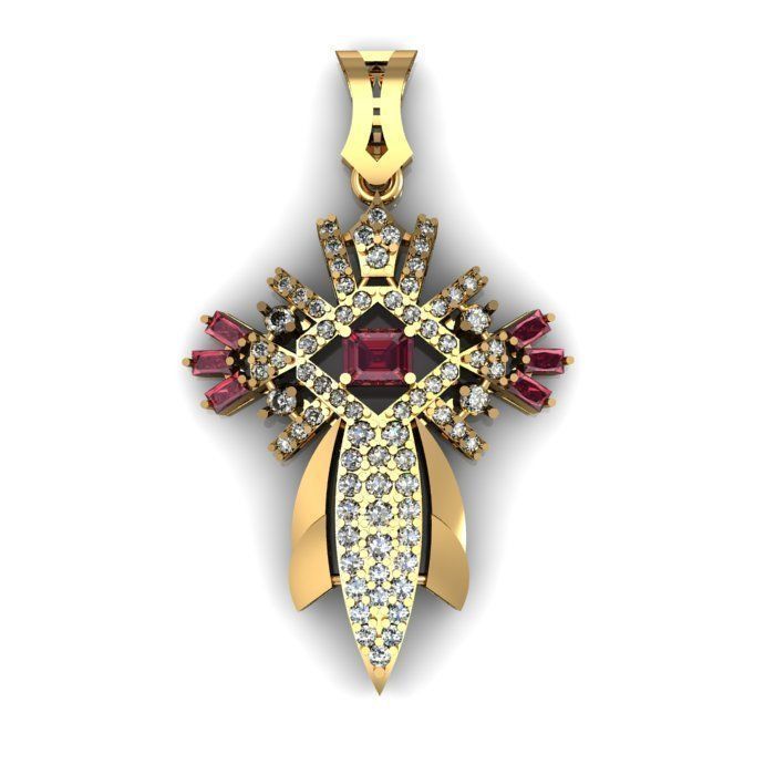 daimond and ruby pandant 3D model 3D printable | CGTrader