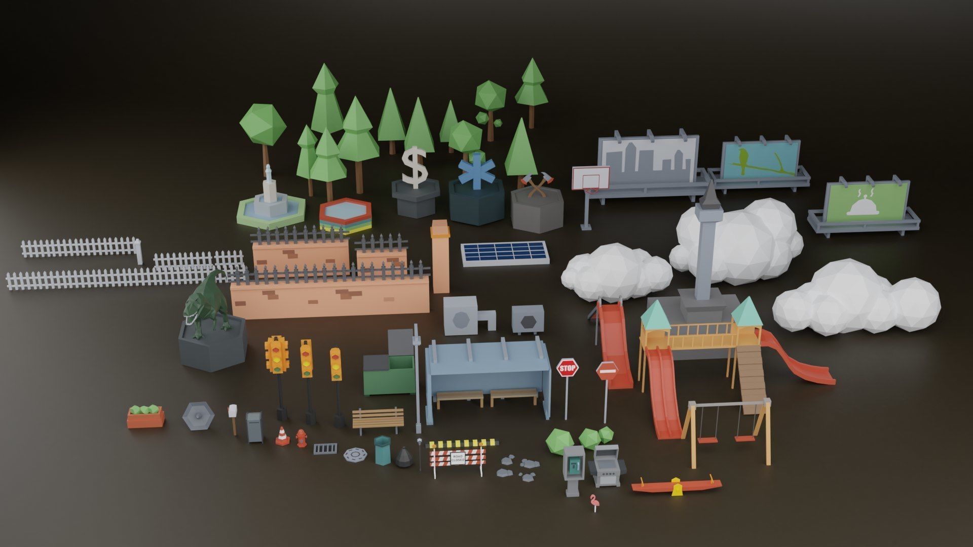 3D model 3D Low Poly Mini City Pack VR / AR / low-poly | CGTrader