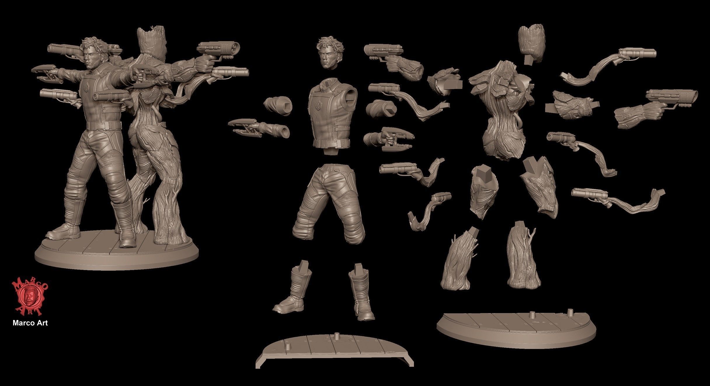 Star lord and Root 3D file 3D model 3D printable | CGTrader