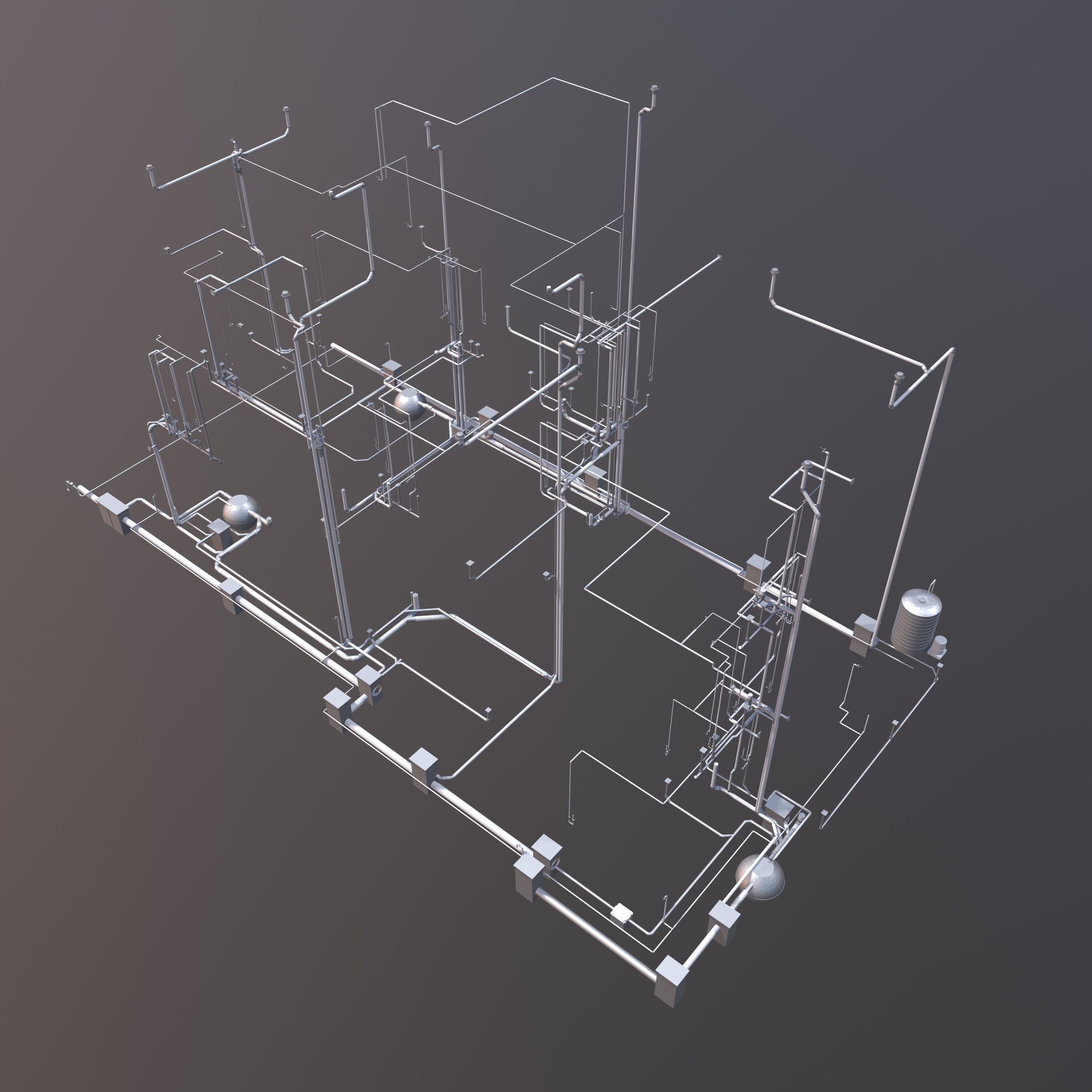 Plumbing piping in building 3D model | CGTrader