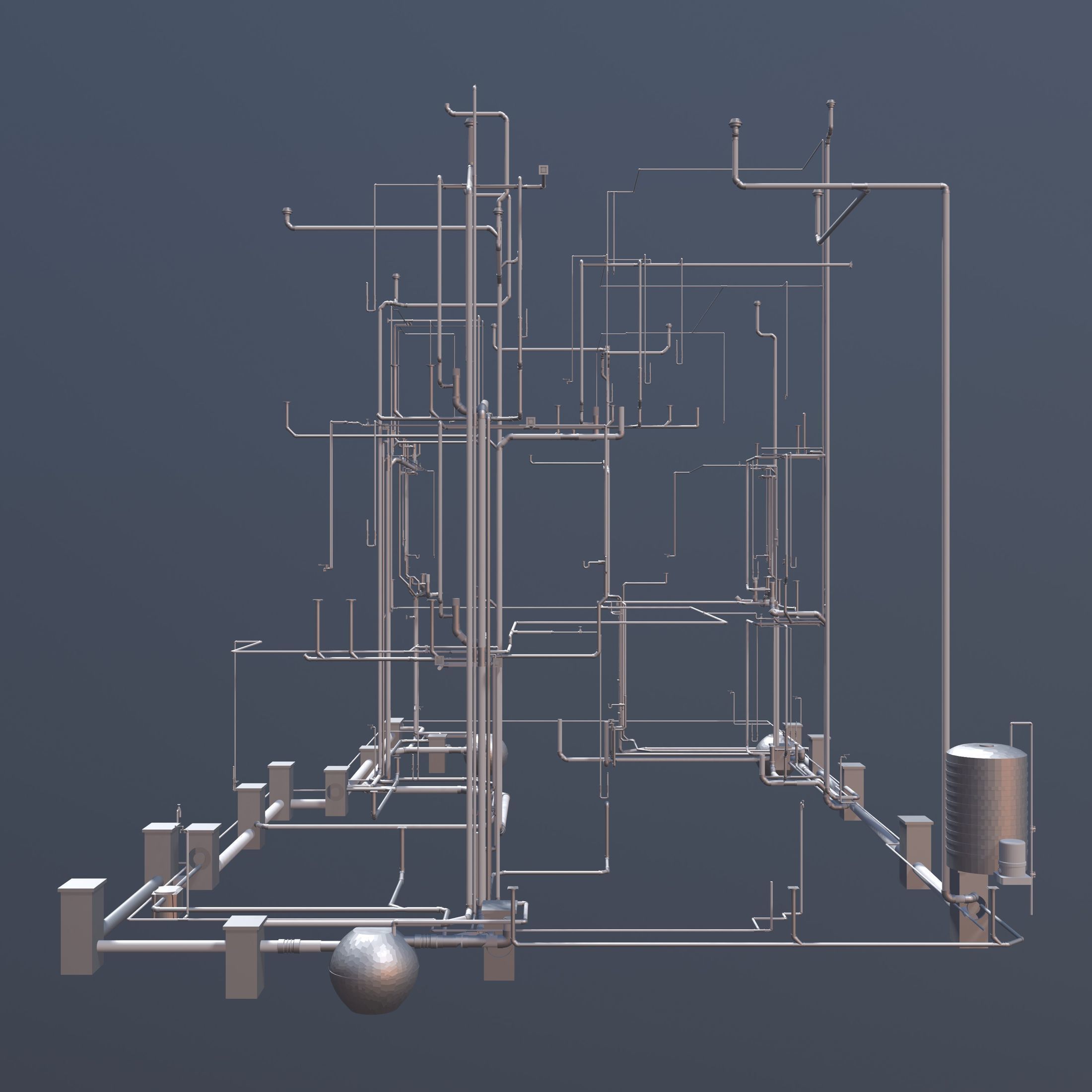Plumbing piping in building 3D model | CGTrader